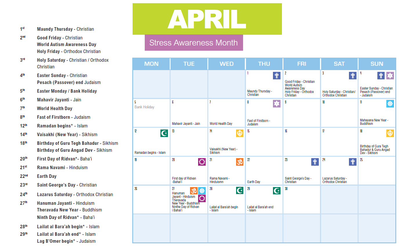 Equality & Diversity Calendar 2021 – April