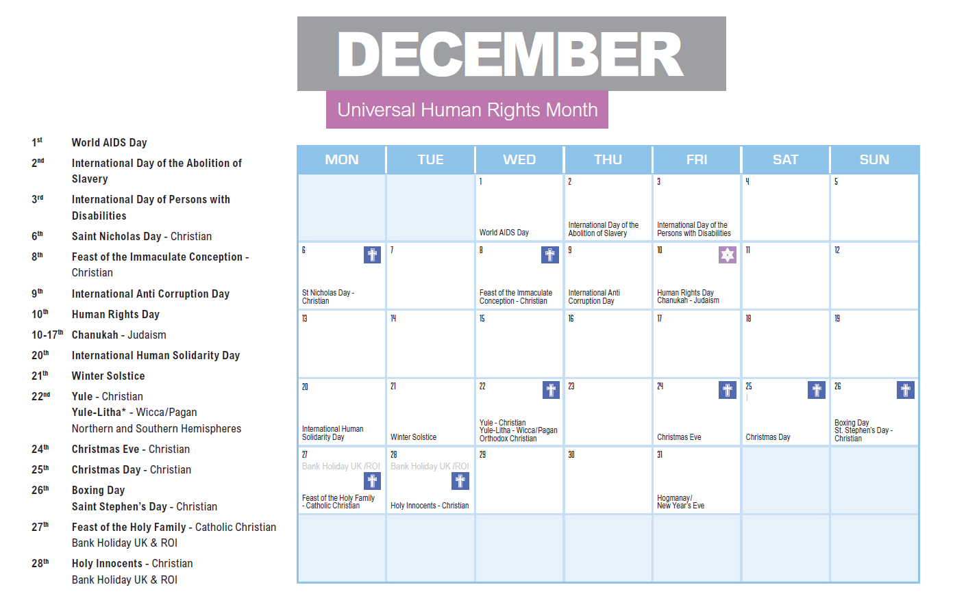 Equality & Diversity Calendar 2021 – December