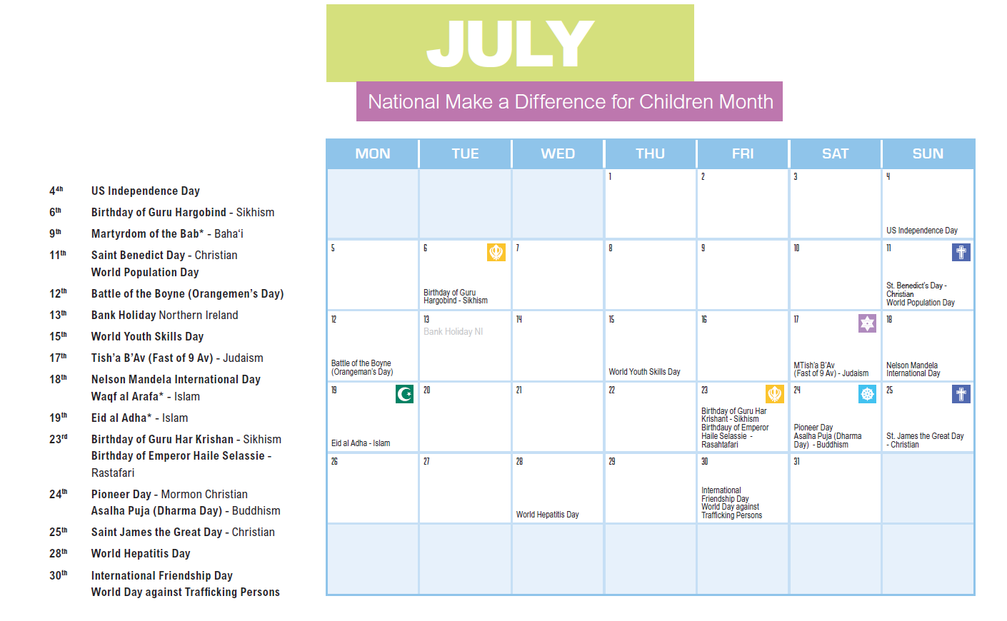 Equality & Diversity Calendar 2021 – July