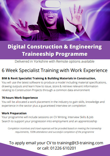 T3 Digital Construction & Engineering traineeship places available