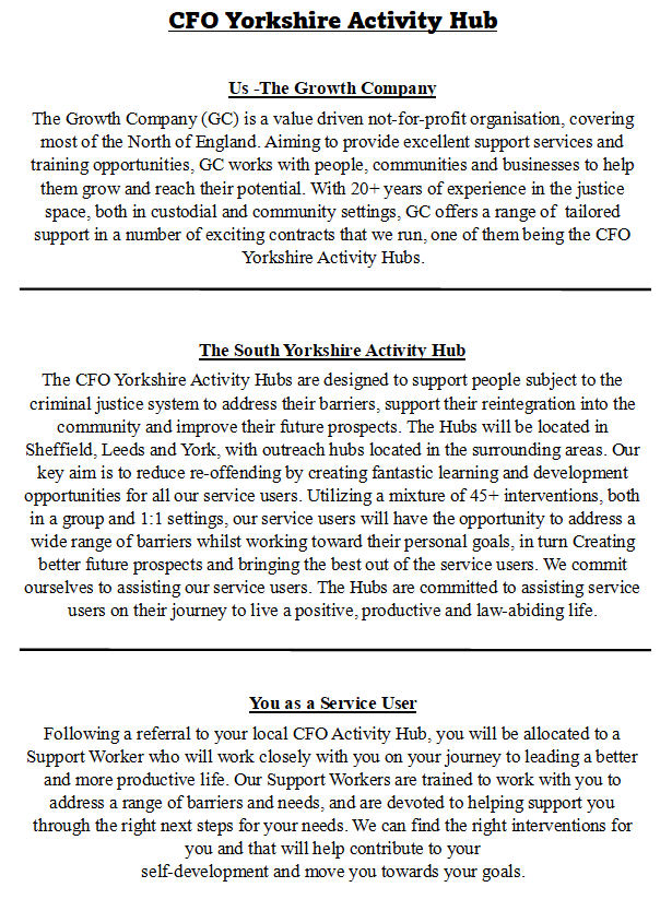 CFO Yorkshire Activity Hub – The Growth Company