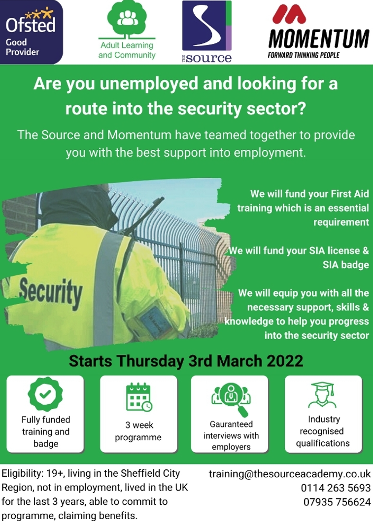 Sector-based Work Academy programmes with The Source starting March