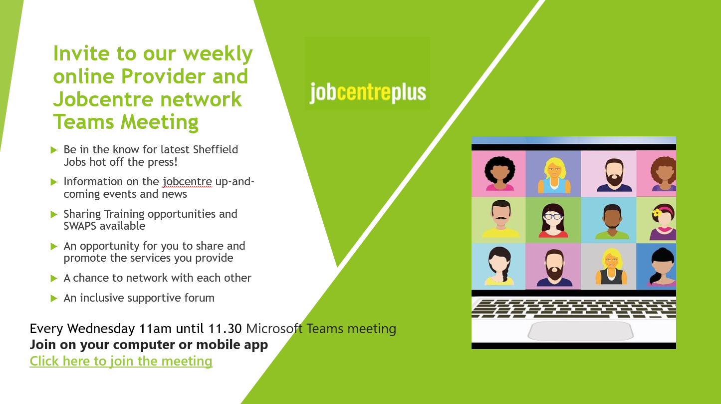 Invitation to join JCP’s weekly Provider and Jobcentre Network Teams ...