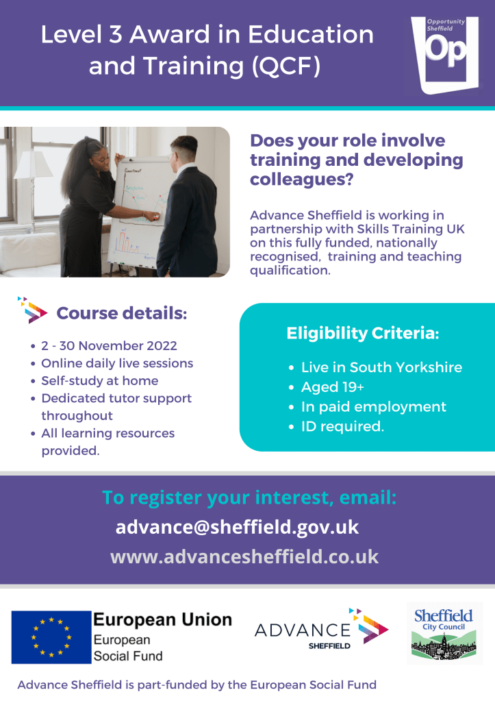 Level 3 Award in Education and Training with Advance Sheffield