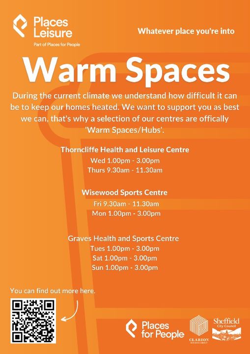 Warm spaces in Sheffield provided by Places for People