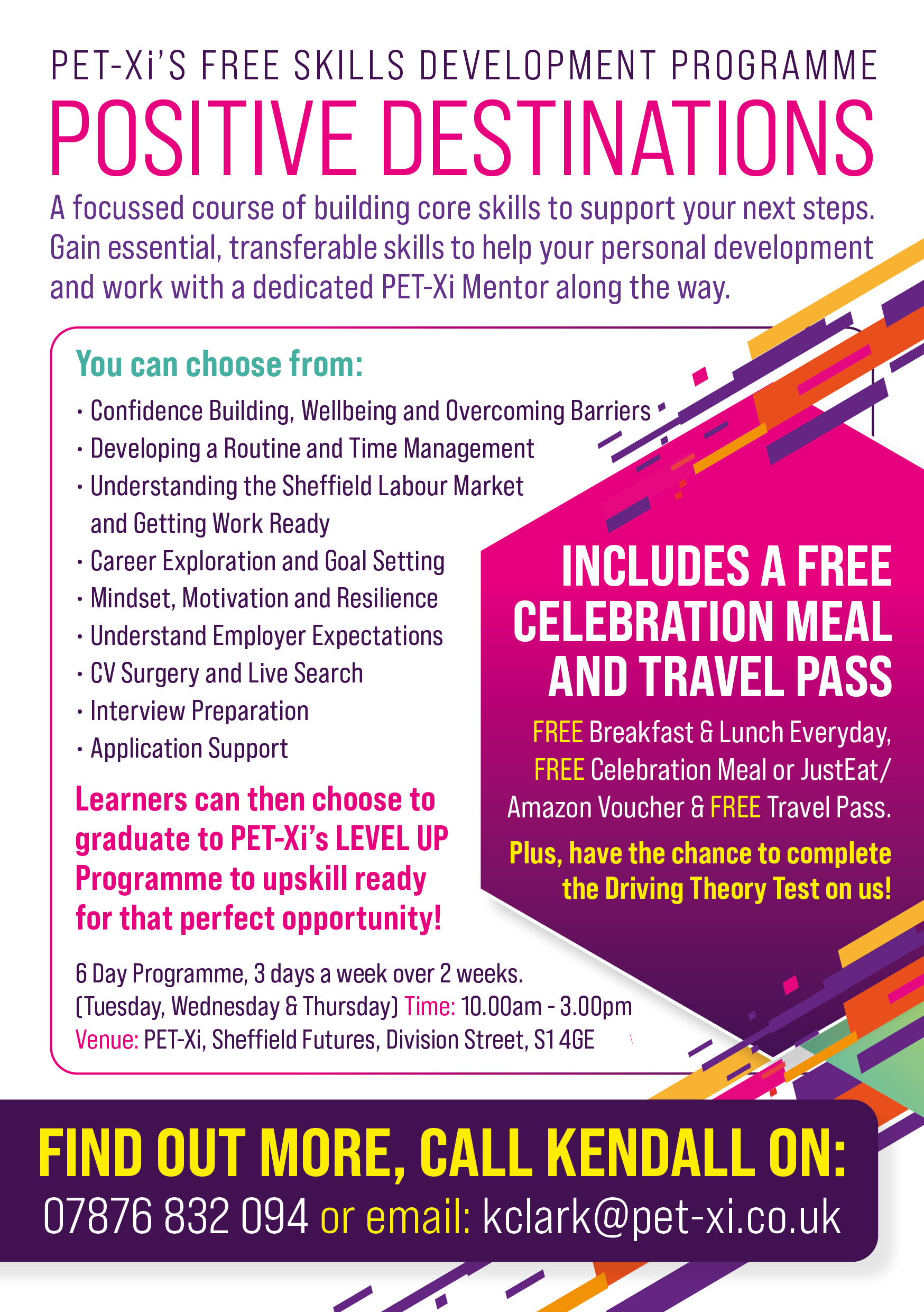 PET-Xi free skills and confidence programme starts in April